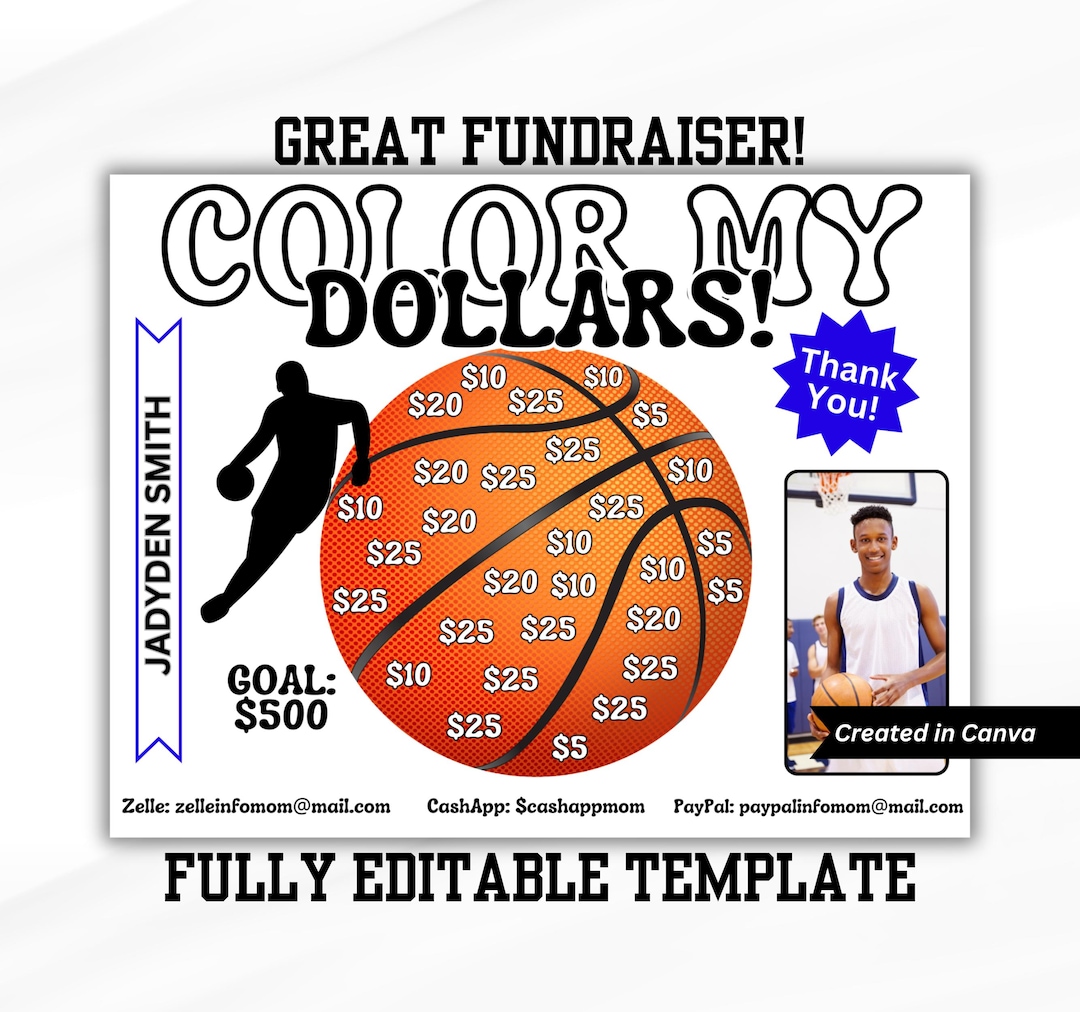 FULLY EDITABLE Basketball Fundraiser, Unique, Fill My Basketball ...