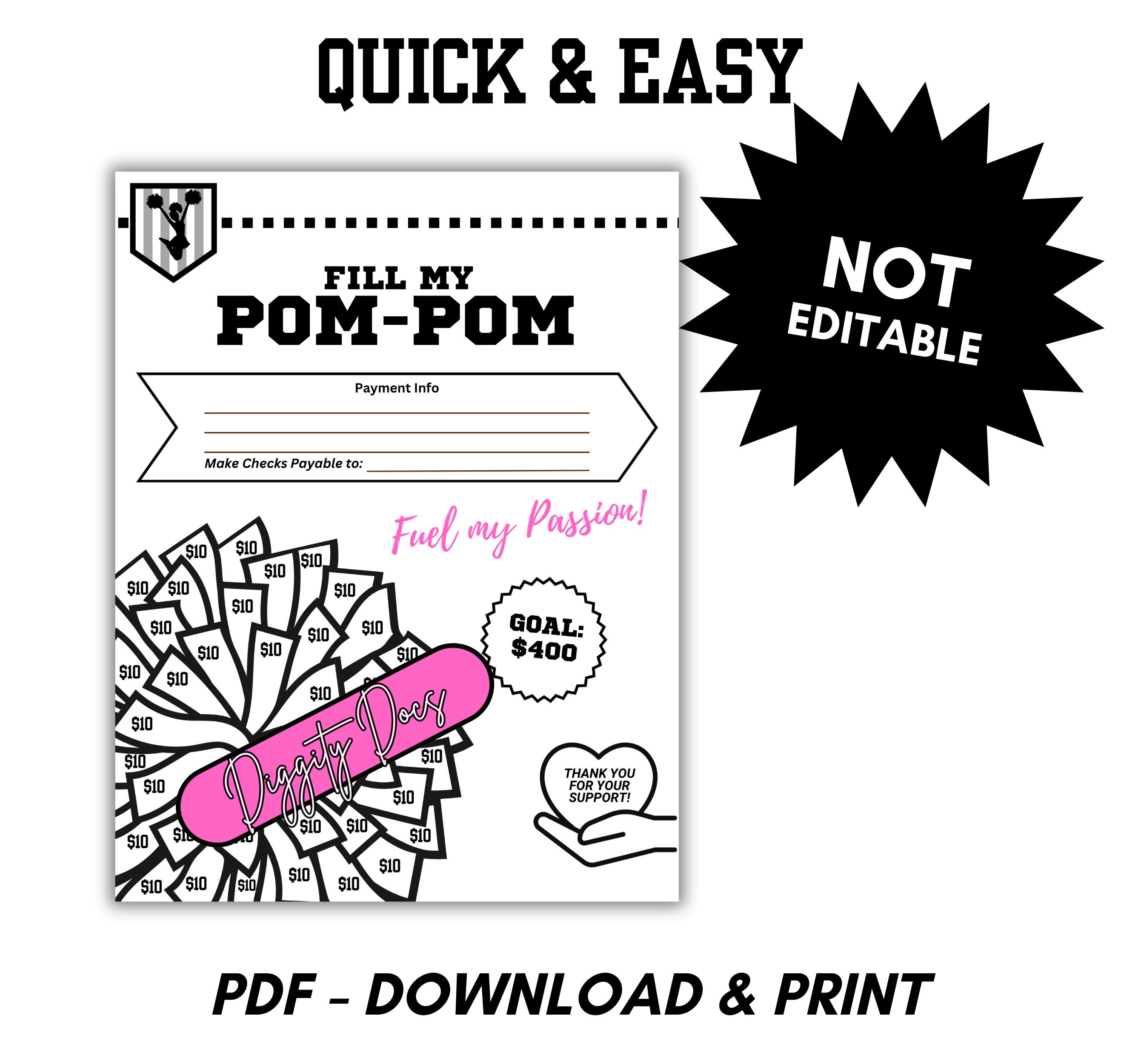 Cheer Fundraiser Printable | FILL MY Pom-pom | Cheer Comp ...