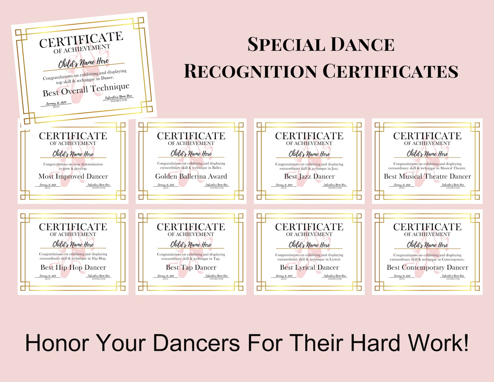 DANCE CERTIFICATES Best Overall Dancer, Top Tap Dancer, Jazz Dancer ...
