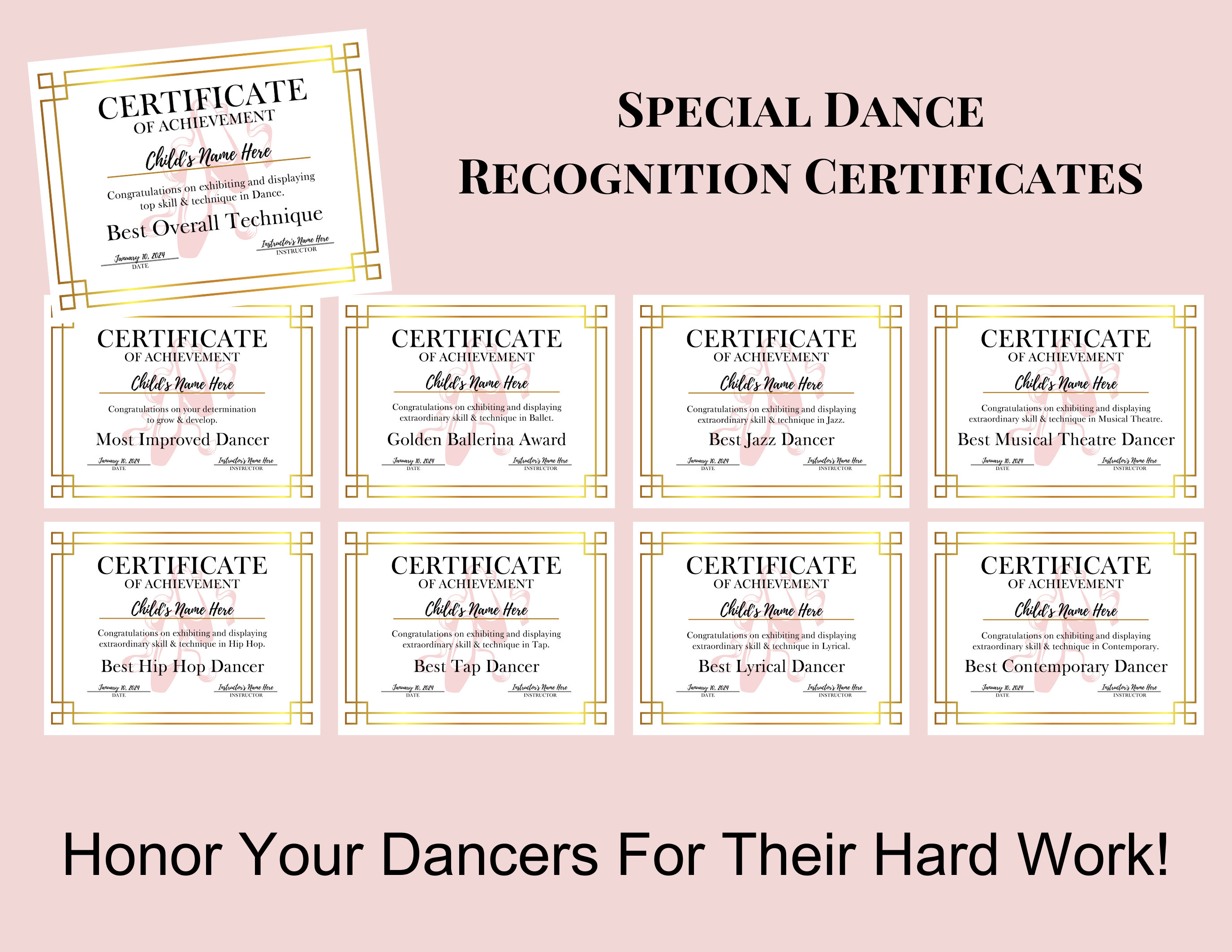 DANCE CERTIFICATES | Best Overall Dancer, Top Tap Dancer, Jazz Dancer ...