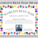 FATHER'S DAY Award Certificate Editable Father's Day Award Gift ...