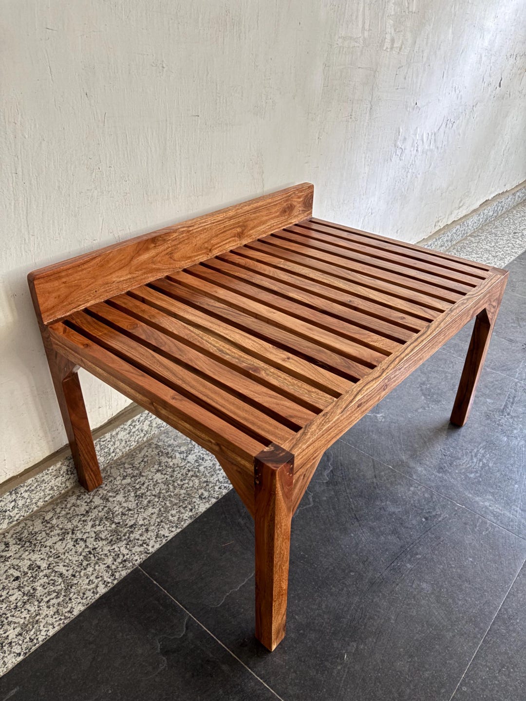 Mid-century Entryway Bench | Wide Bench | Wooden Seating Bench ...