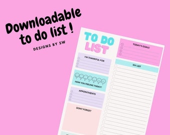 Pastel Printable to Do List — PDF/PNG Task List — A4 Print at Home Task ...