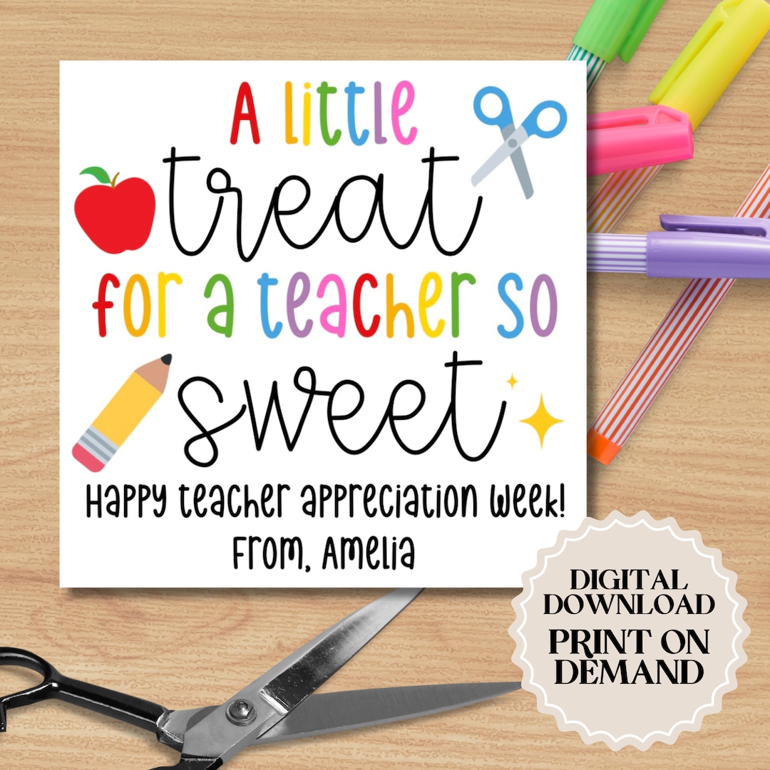 Editable Teacher Appreciation Gift Treat Tag | Printable PDF - Etsy