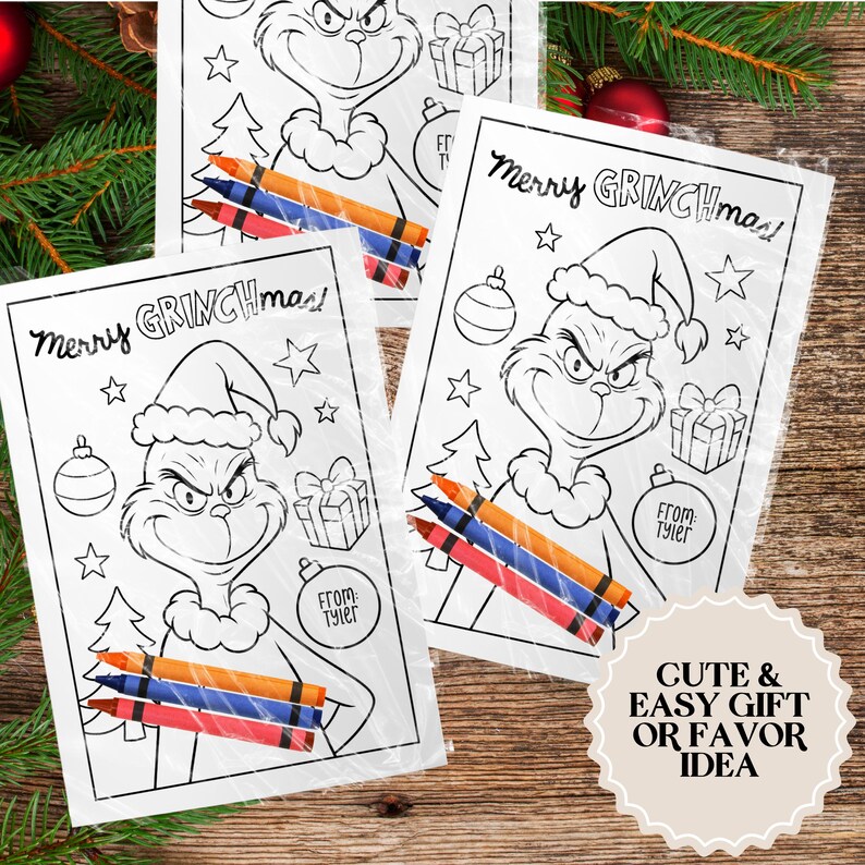 DIY Grinch Inspired Christmas Coloring Book, Class Favors, Christmas ...