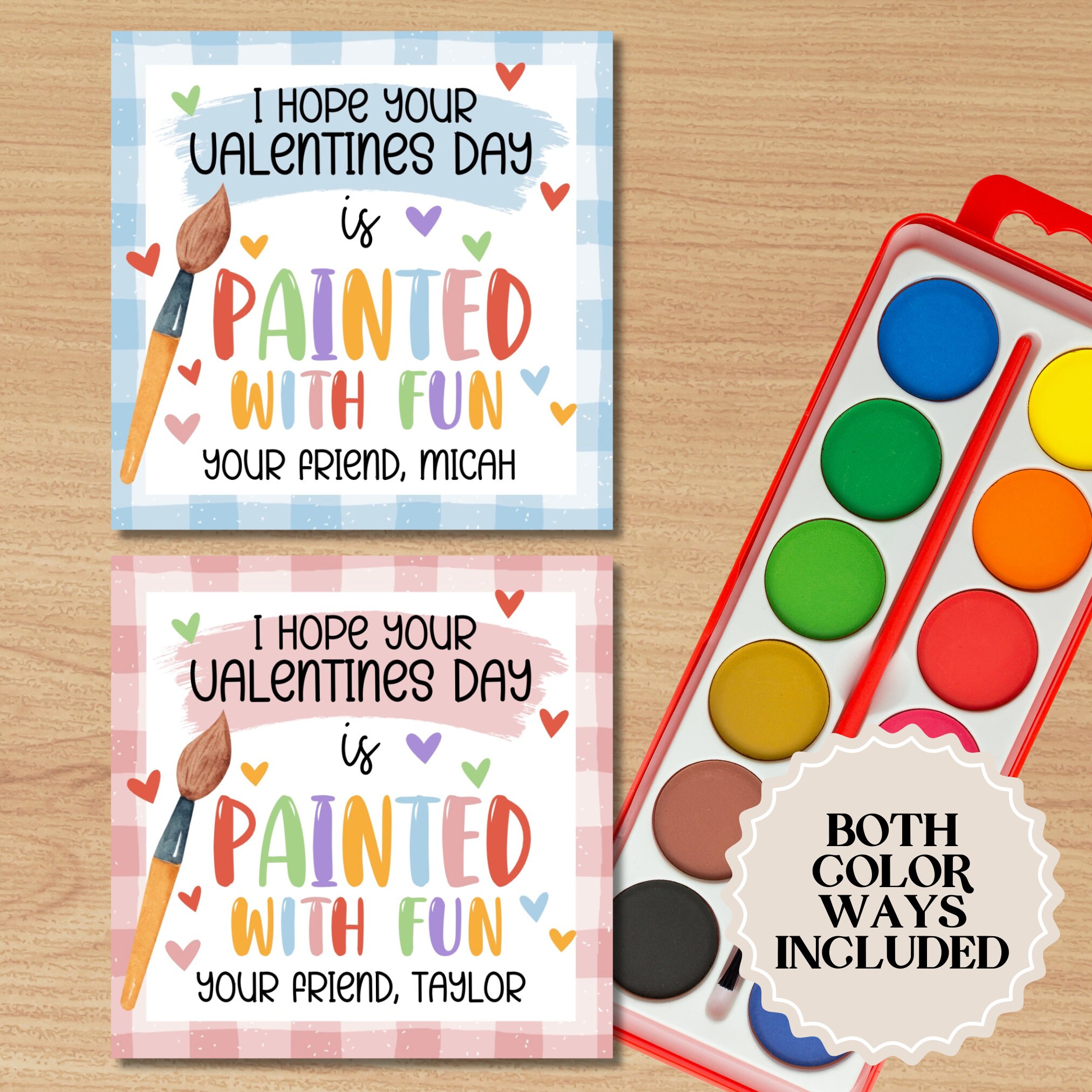 Valentines Day Paint Watercolor Gift Tag | Printable PDF - Etsy