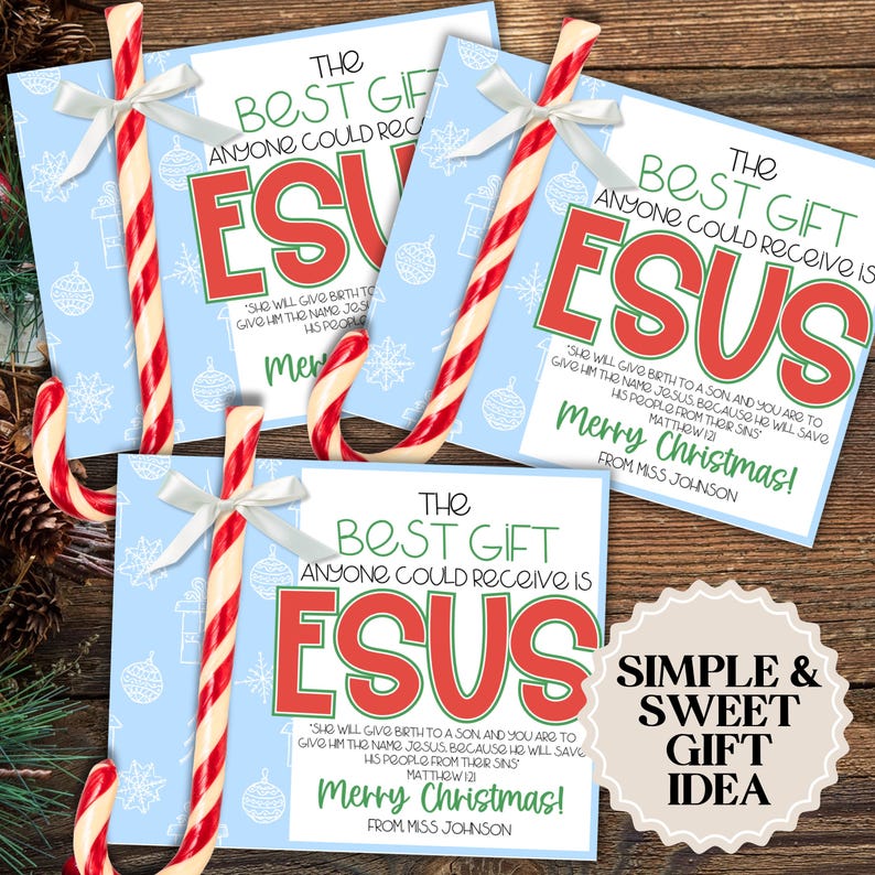 Jesus Candy Cane Christmas Favor Tags, Printable PDF - Etsy
