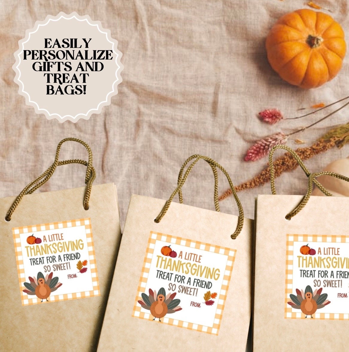 Editable Gingham Thanksgiving Gift Tags Printable PDF - Etsy