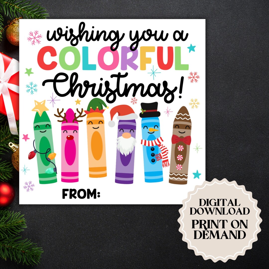 Colorful Christmas Gift Tags, Crayons, Art Supplies, Coloring Books ...