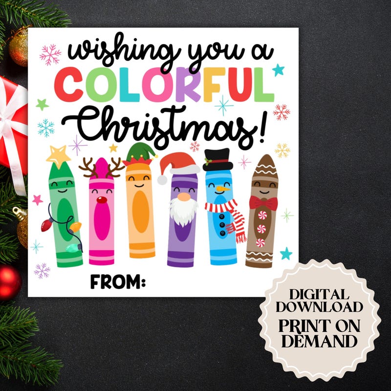 Crayon Christmas Label - Etsy