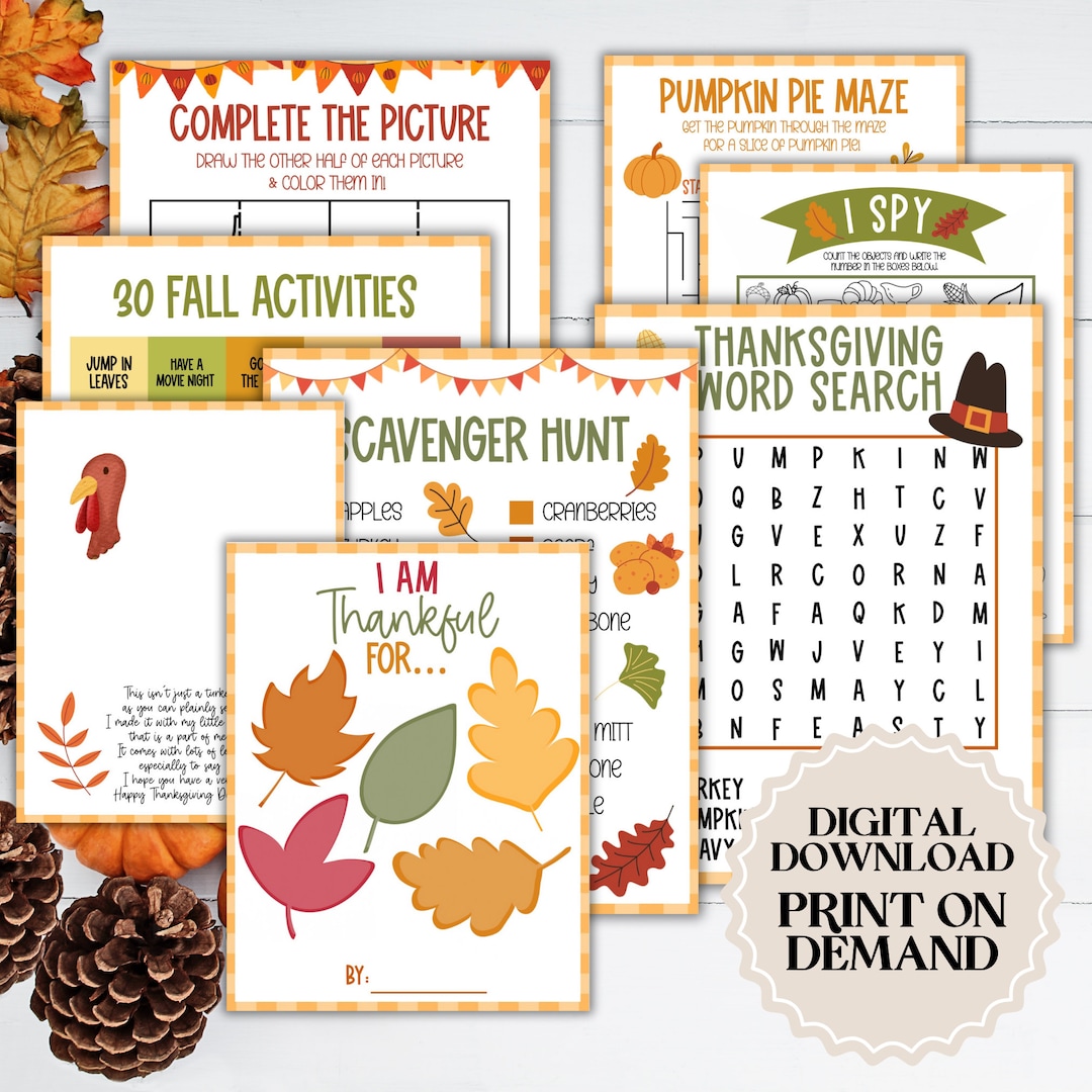 Printable Thanksgiving and Fall Activities Printable PDF - Etsy