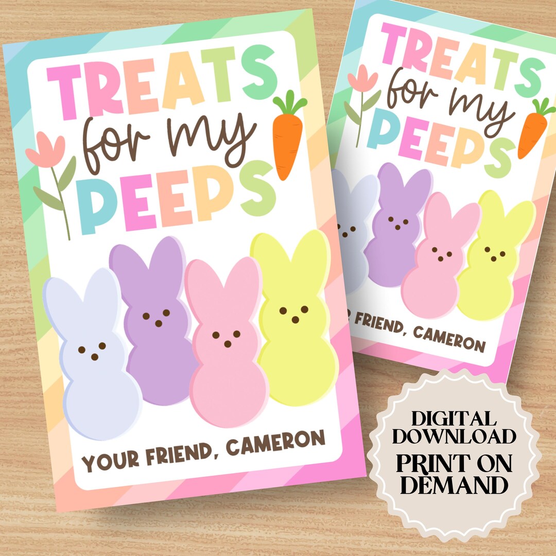 Easter Peeps Snacks Gift Favor Tags | Printable PDF - Etsy