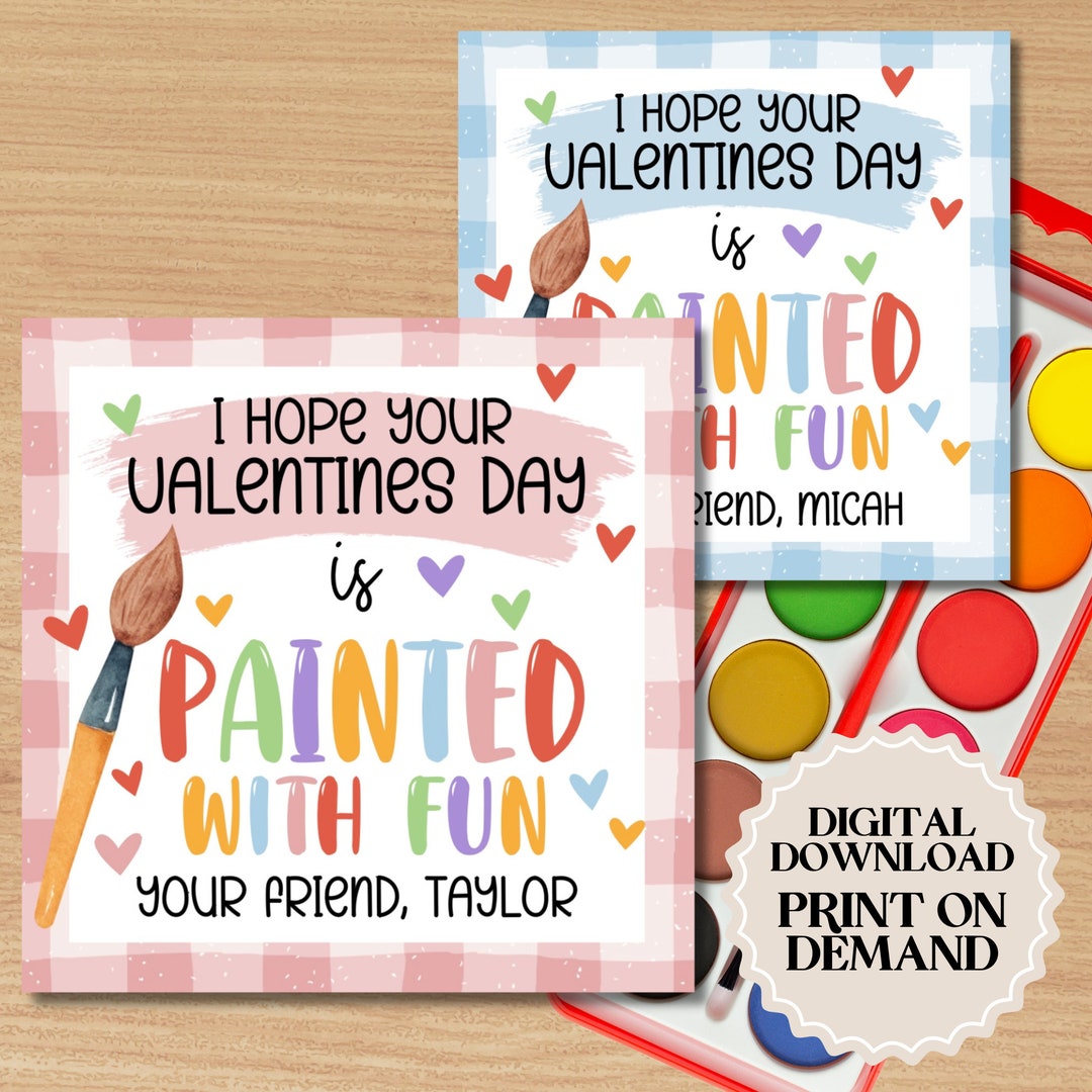 Valentines Day Paint Watercolor Gift Tag | Printable PDF - Etsy