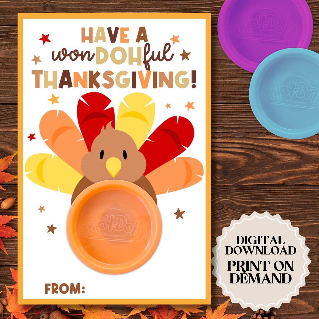 Play Doh Thanksgiving Turkey Card Tags | Printable PDF - Etsy