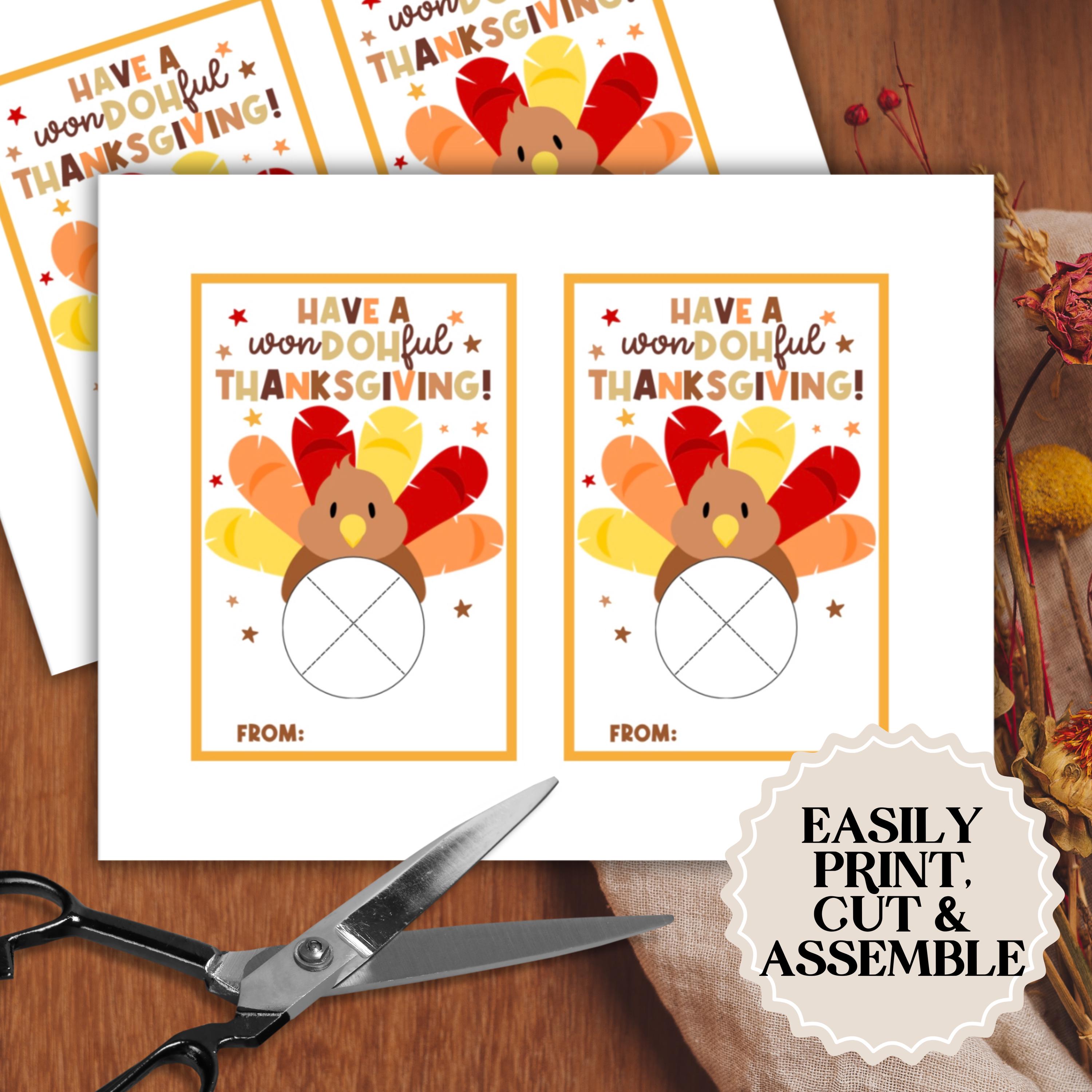 Play Doh Thanksgiving Turkey Card Tags | Printable PDF - Etsy