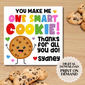 Editable Teacher Appreciation Week Cookie Gift Treat Tags Printable PDF ...