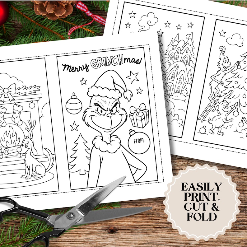 DIY Grinch Inspired Christmas Coloring Book, Class Favors, Christmas ...