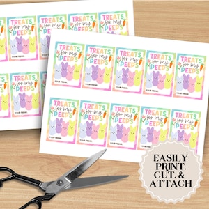 Easter Peeps Snacks Gift Favor Tags | Printable PDF - Etsy