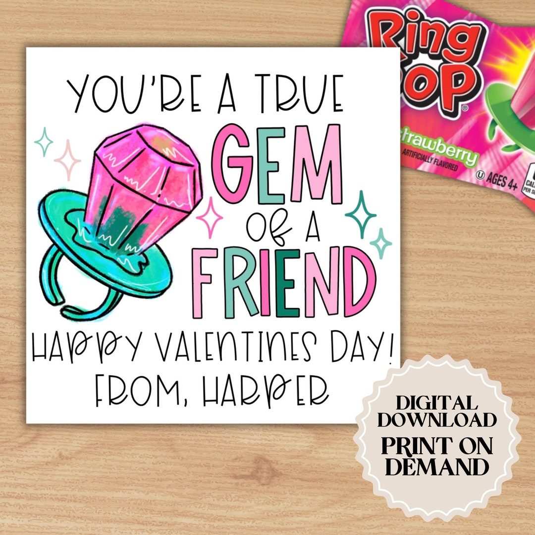 Valentines Day Ring Candy Gift Tag | Printable PDF - Etsy
