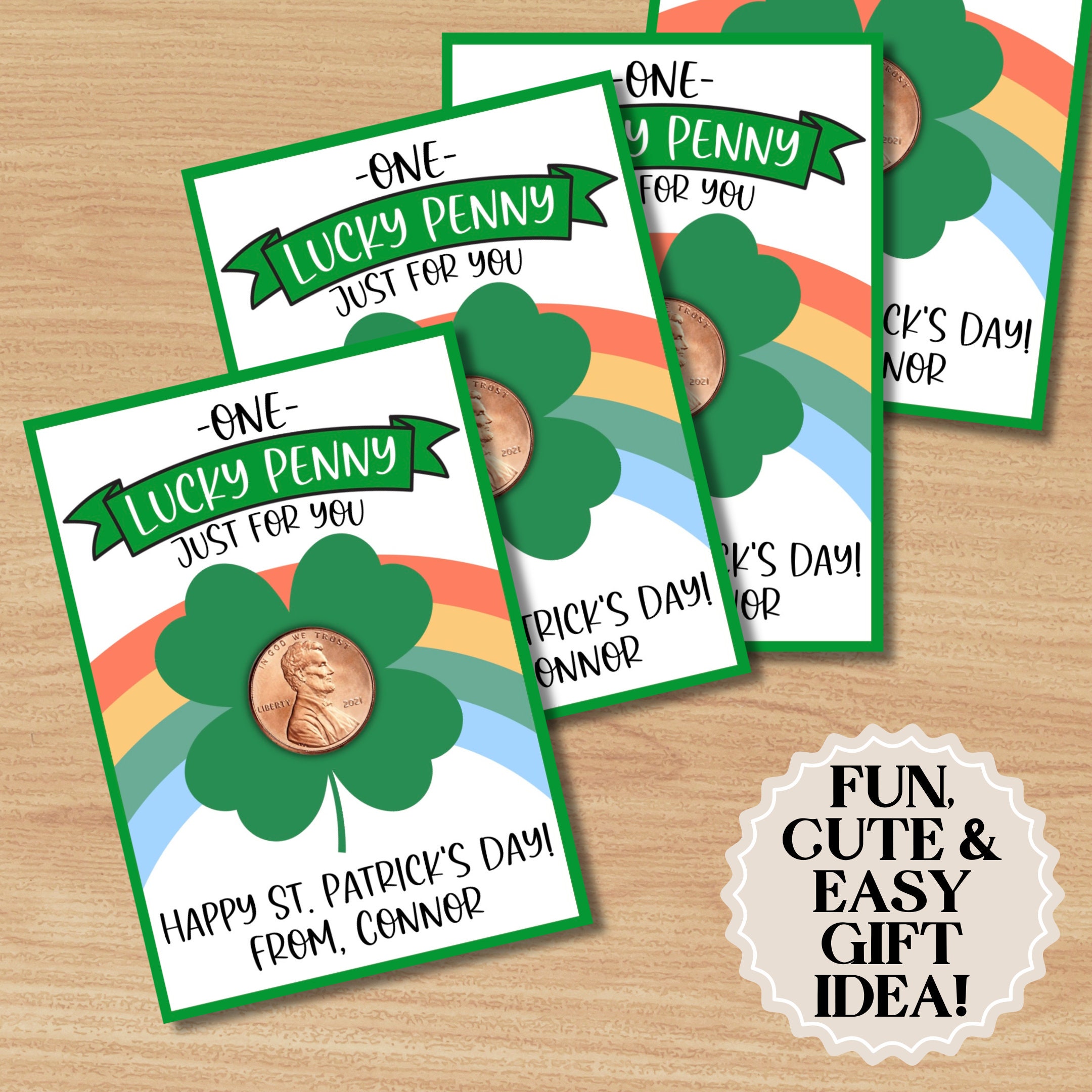 Editable St Patricks Day Lucky Penny Gift Tag Printable PDF - Etsy