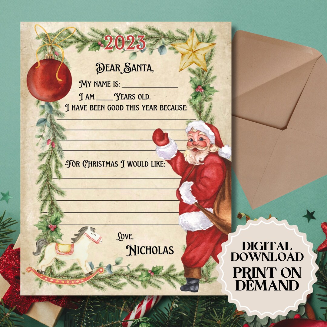 Editable Christmas Letter to Santa Printable PDF - Etsy