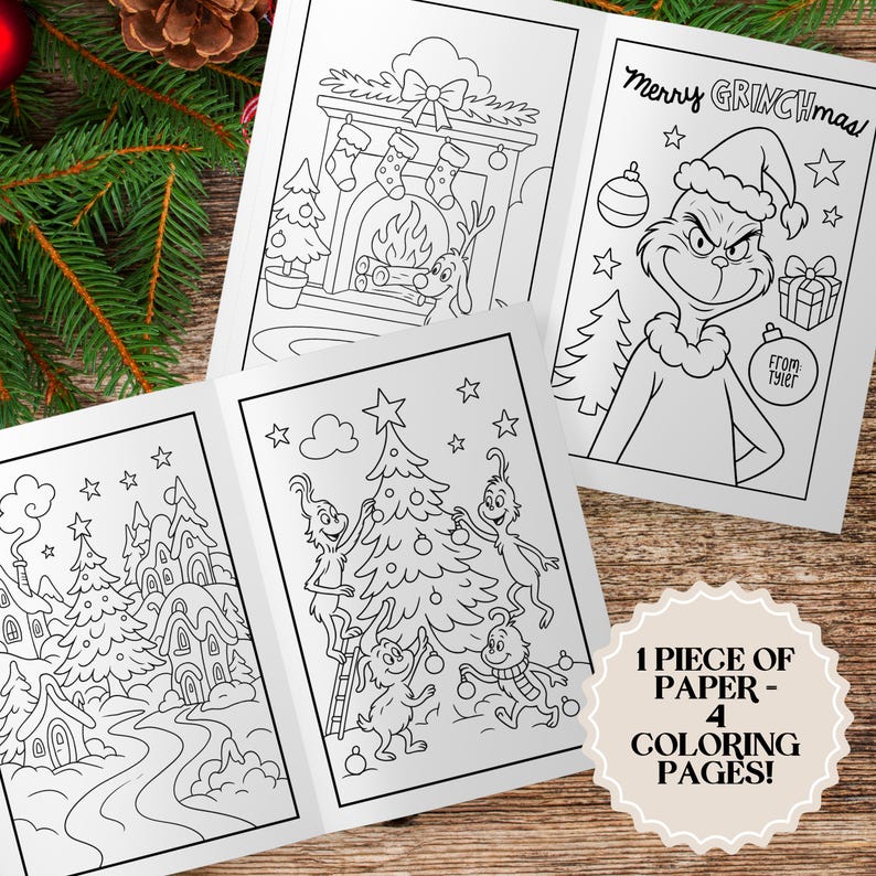 DIY Grinch Inspired Christmas Coloring Book, Class Favors, Christmas ...
