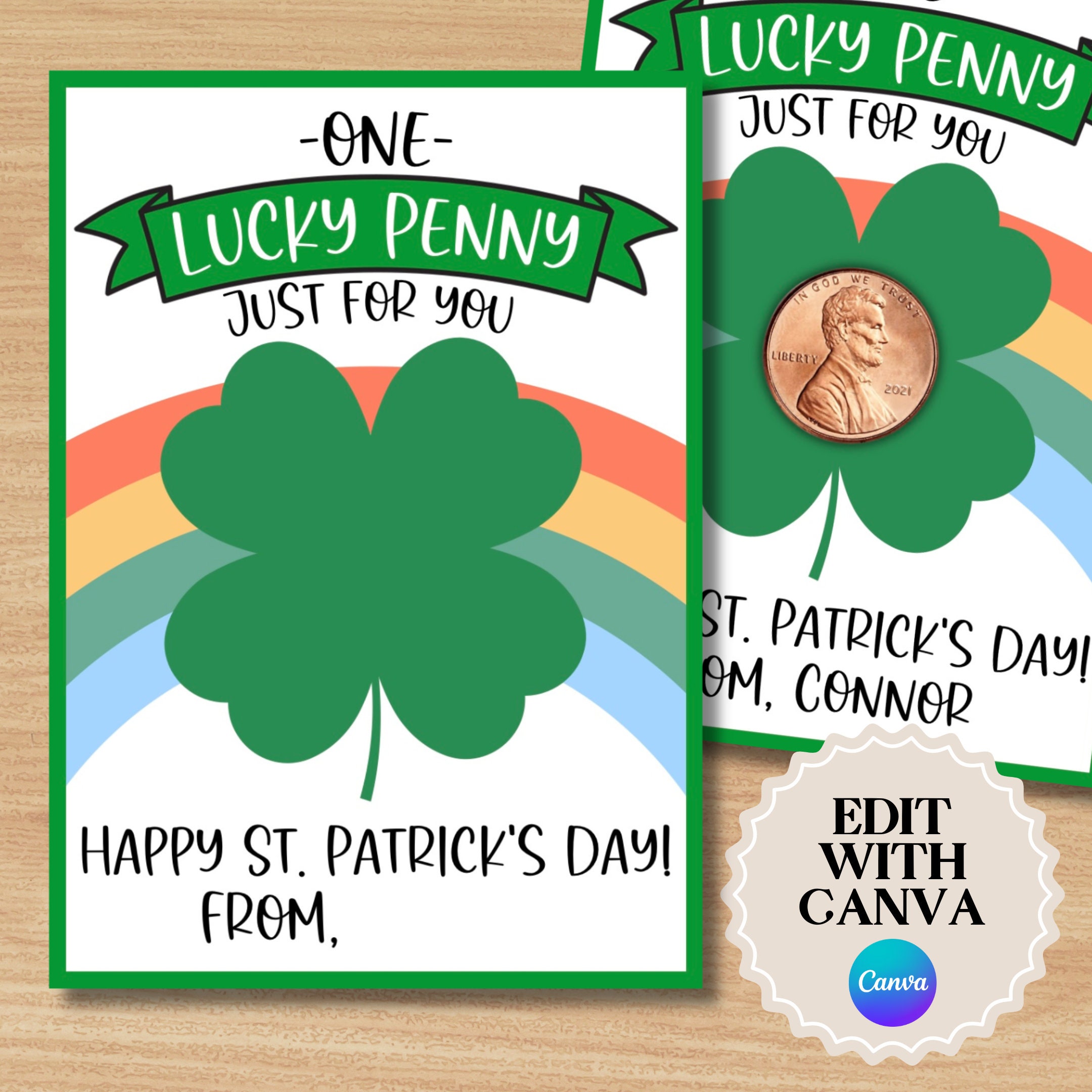 Editable St Patricks Day Lucky Penny Gift Tag Printable PDF - Etsy