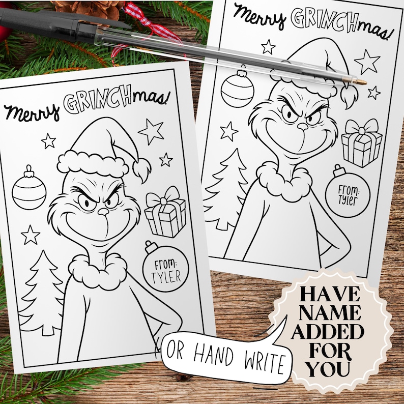 DIY Grinch Inspired Christmas Coloring Book, Class Favors, Christmas ...