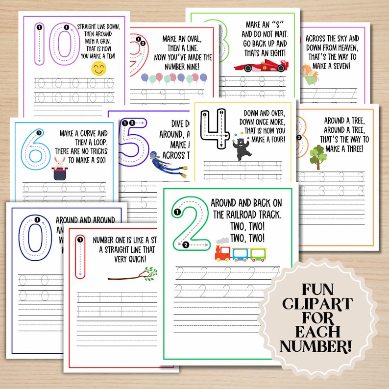 Number Formation Rhymes & Practice 0-10 | Printable PDF - Etsy