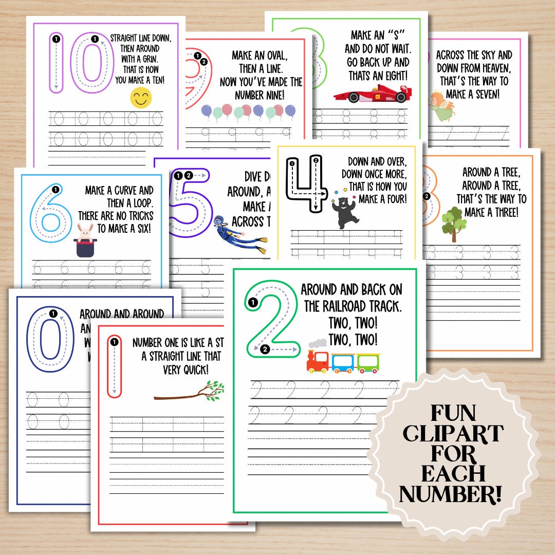 Number Formation Rhymes & Practice 0-10 Printable PDF - Etsy