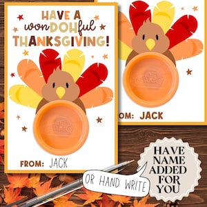 Play Doh Thanksgiving Turkey Card Tags | Printable PDF - Etsy