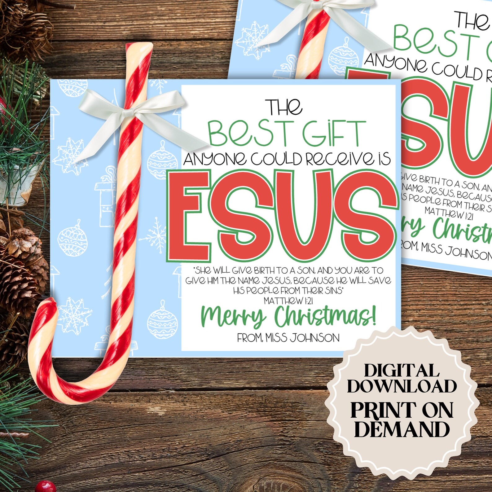 Jesus Candy Cane Christmas Favor Tags, Printable PDF - Etsy