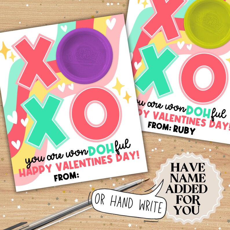 Play Doh Valentines Day Gift Tags | Printable PDF - Etsy