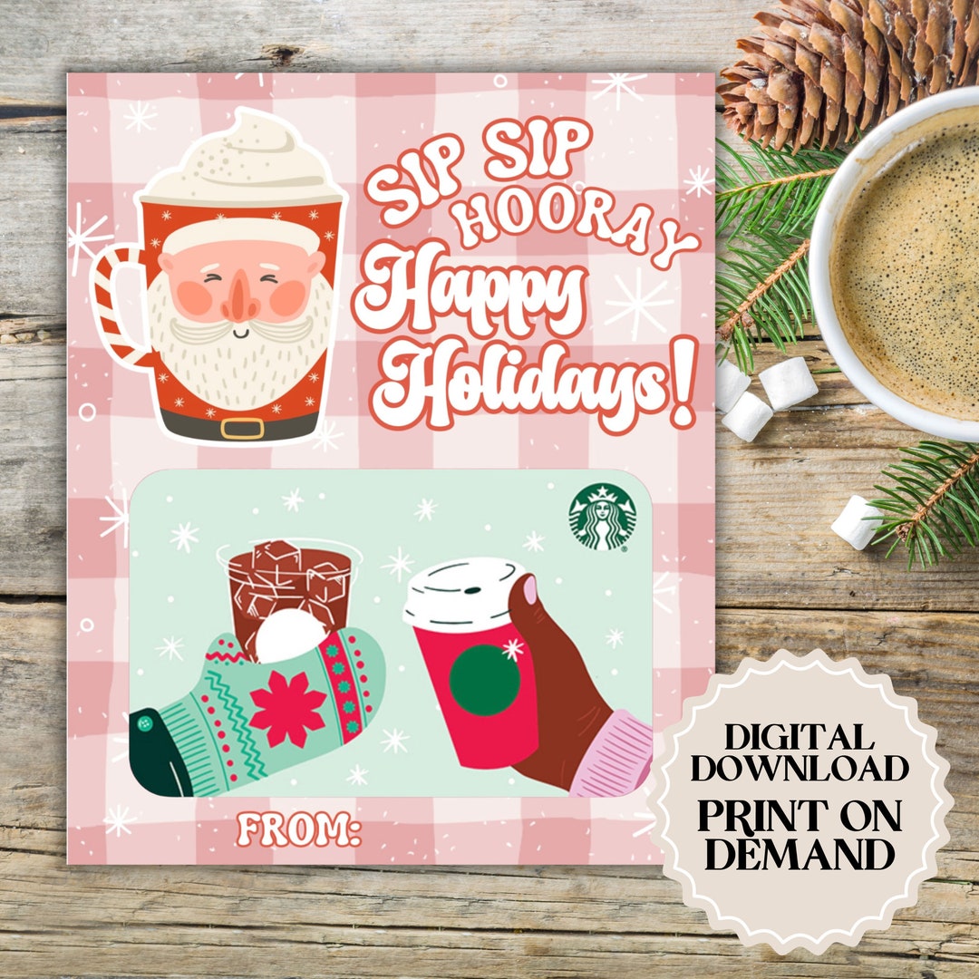 Christmas, Holiday, Pinkmas, Coffee, Drink Gift Card Holder | Printable ...