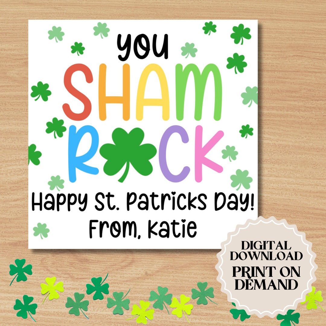 Editable St Patricks Day You Shamrock Gift Tags Printable PDF - Etsy