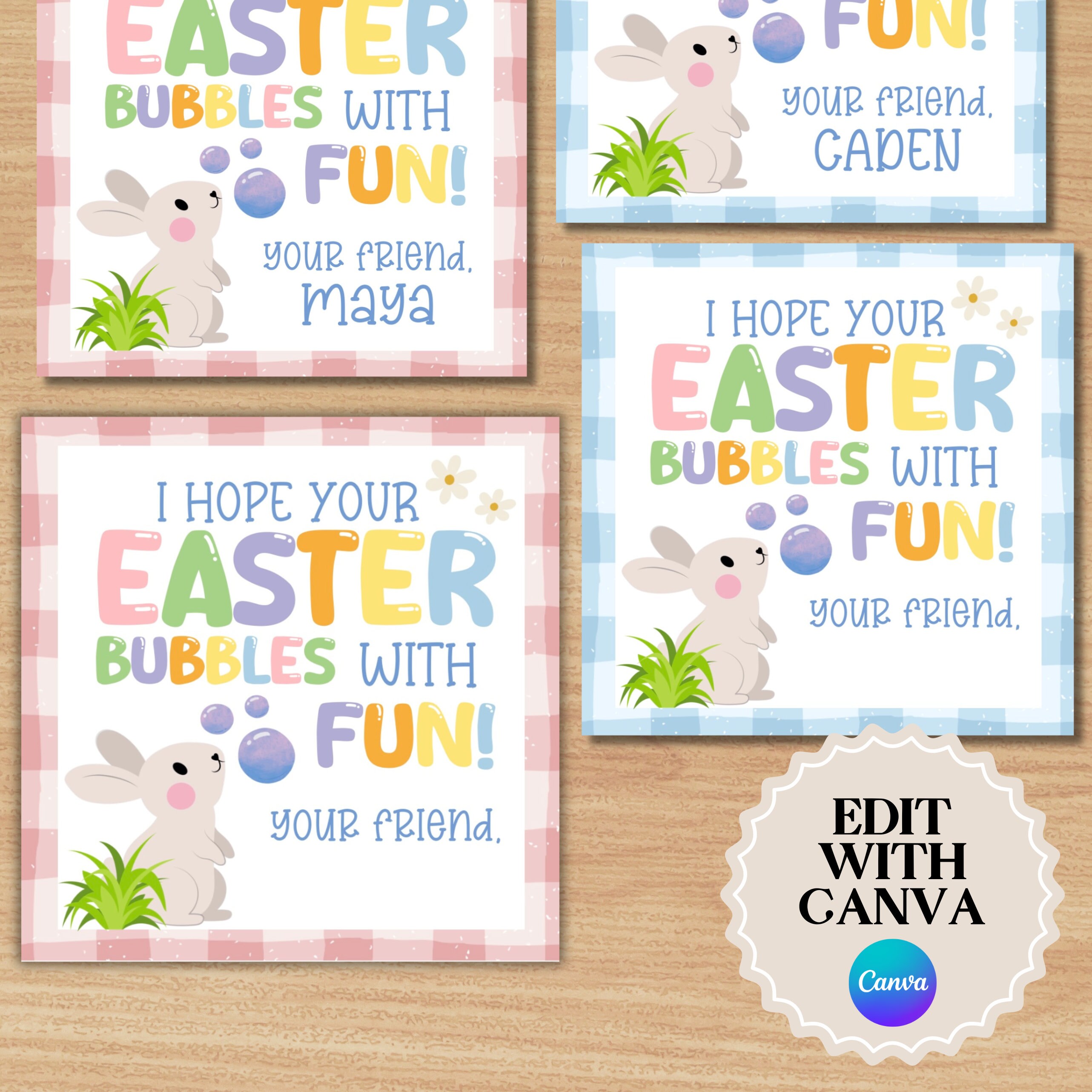 Editable Easter Bubbles Gift Tags Printable PDF - Etsy