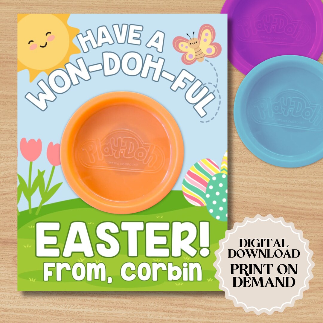 Editable Easter Play Doh Gift Cards, Toppers, Tags Printable PDF - Etsy
