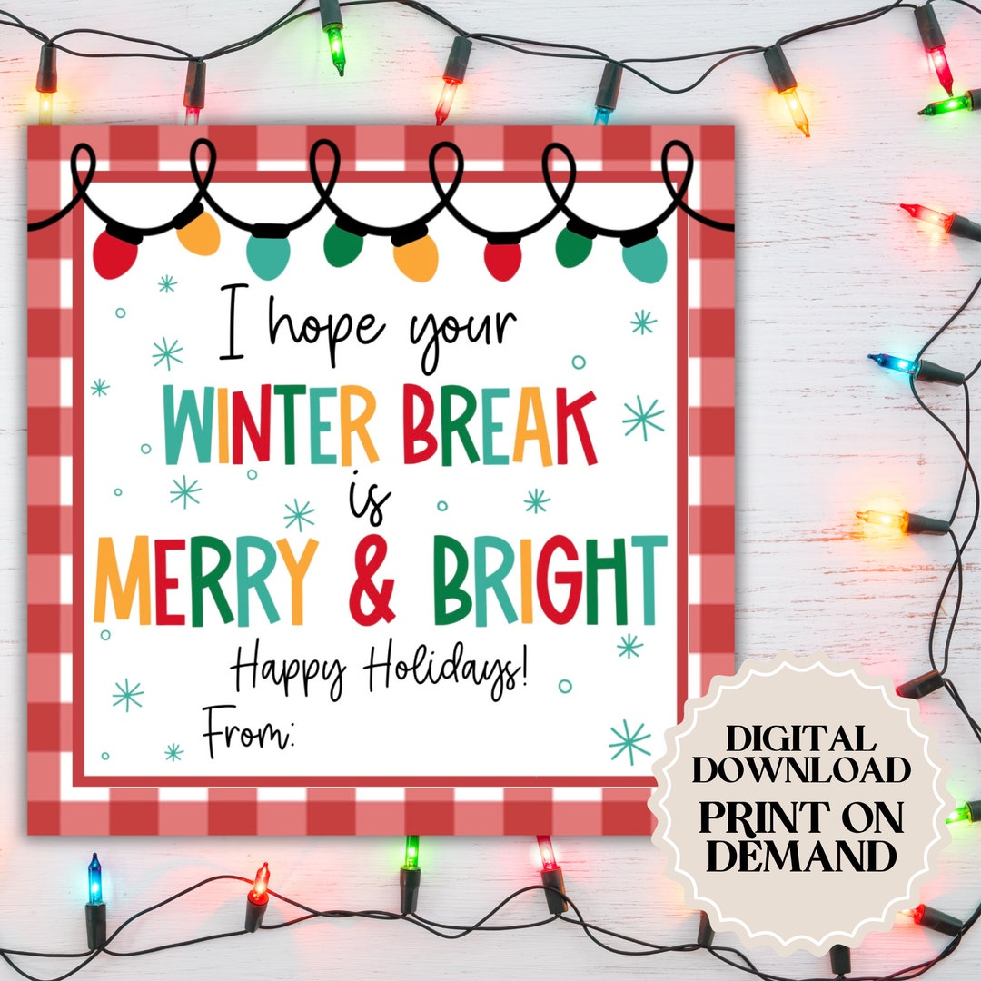Merry and Bright Christmas, Winter Break Gift Tags | Printable PDF - Etsy