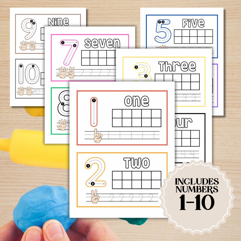 Number Practice Play-dough Mats Printable PDF - Etsy