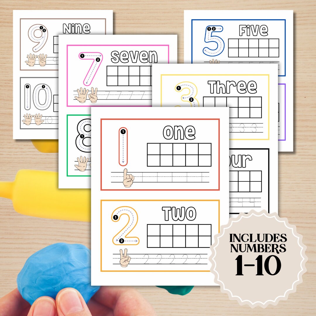 Number Practice Play-dough Mats Printable PDF - Etsy