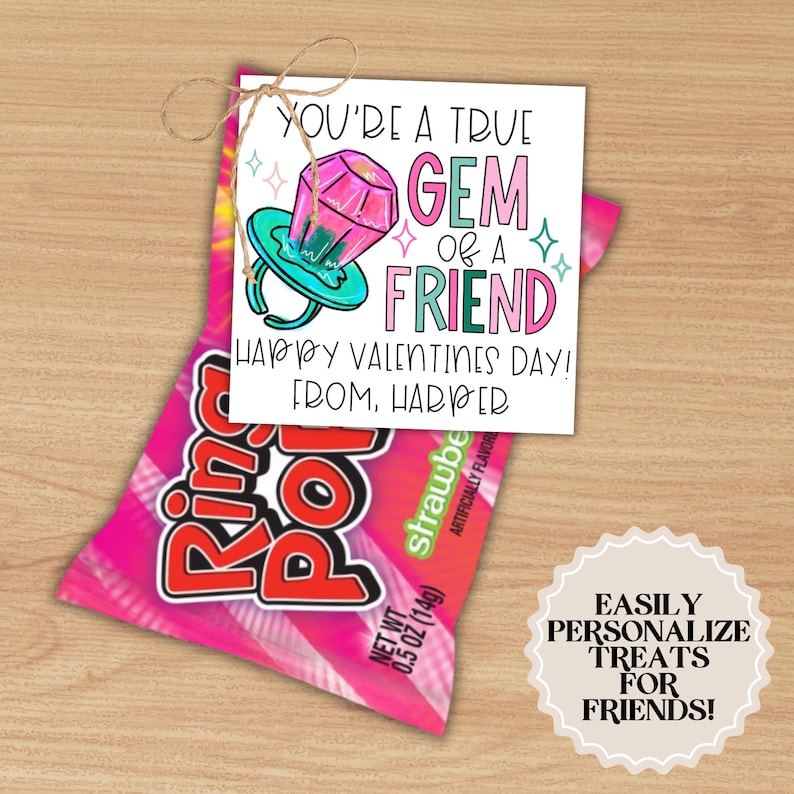 Valentines Day Ring Candy Gift Tag | Printable PDF - Etsy
