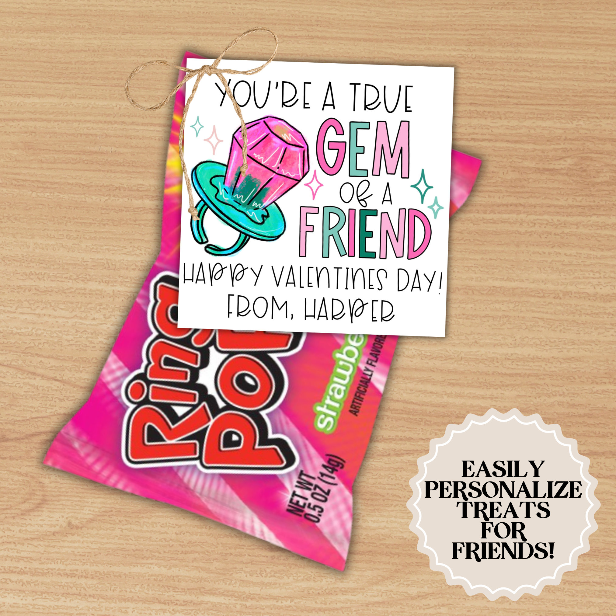 Valentines Day Ring Candy Gift Tag | Printable PDF - Etsy