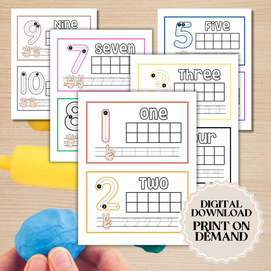 Number Practice Play-dough Mats Printable PDF - Etsy