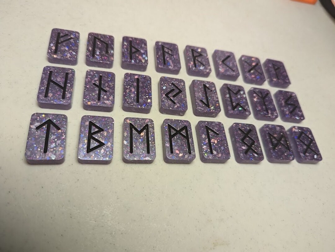 24 Piece Elder Futhark Rune Set (purple) W/ Bag - Etsy