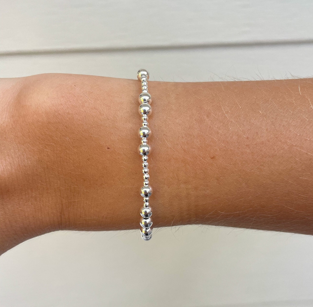 Sterling Silver Scattered Beaded Bracelet • Dainty Bracelets ...