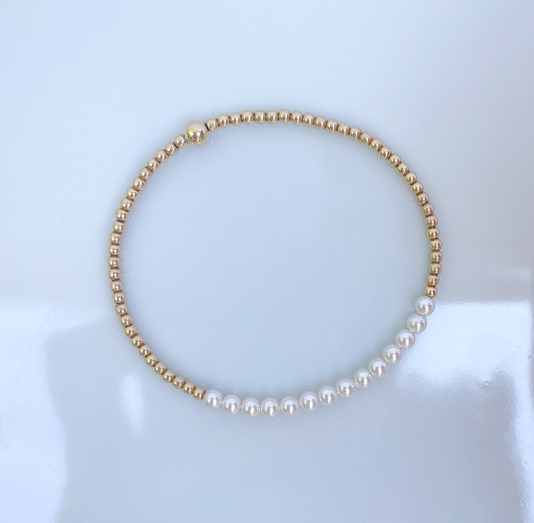 14k Gold Filled Beaded Stack • Dainty Stackable Bracelets ...