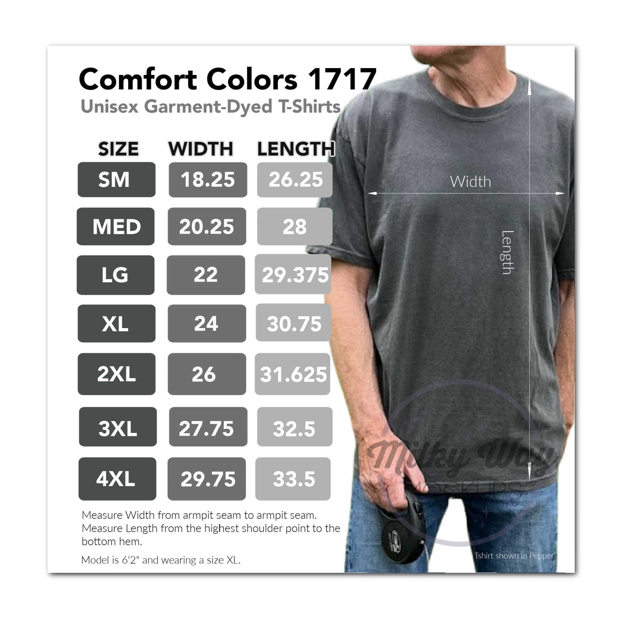 Comfort Colors Tshirt Size Chart, Listing Photos, Tshirt Size Chart ...