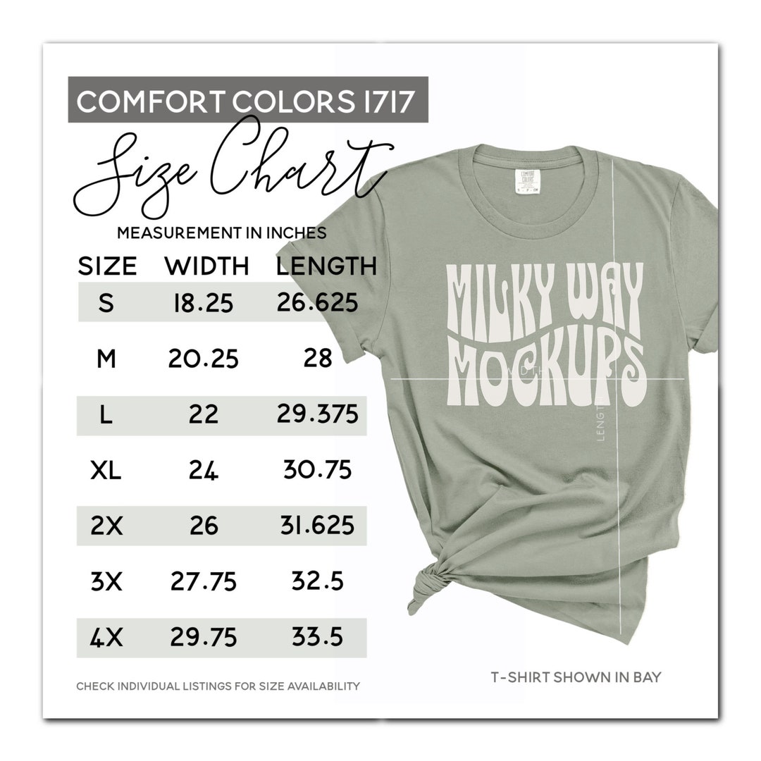 Comfort Colors T-shirt Sizing Charts, Listing Photos, 1717 Size Charts ...