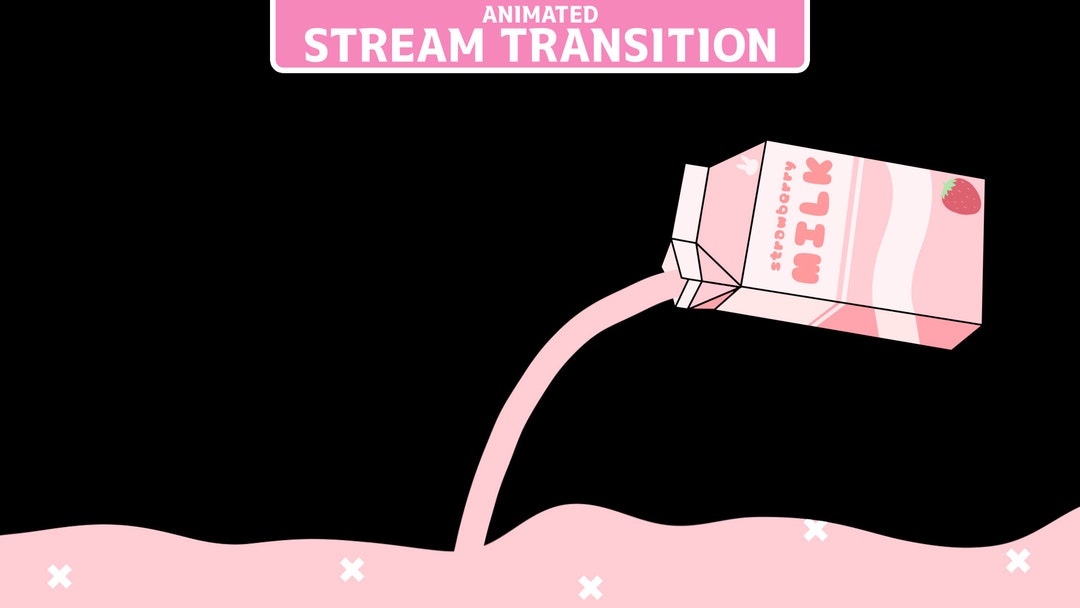 Animated Stinger Transition strawberry MILK Obs/slobs/youtuber/twitch ...