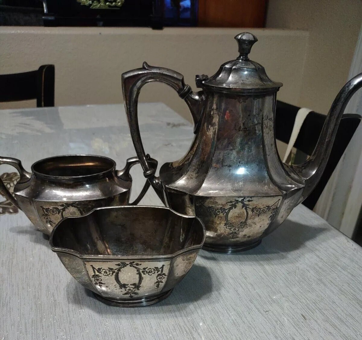 Vintage Wallace V579 Silver Plate Tea Set 3 Piece - Etsy